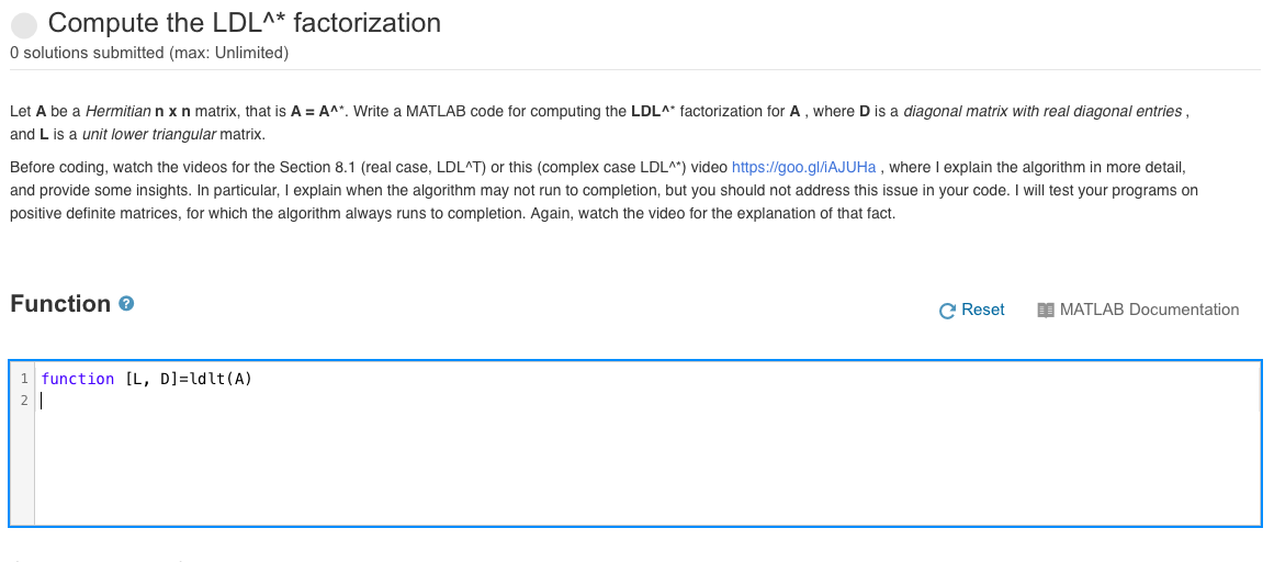 Solved Compute The Ldl Factorization O Solutions Submitted