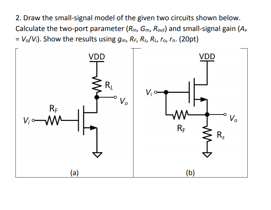 Solved 2. Draw the small-signal model of the given two | Chegg.com