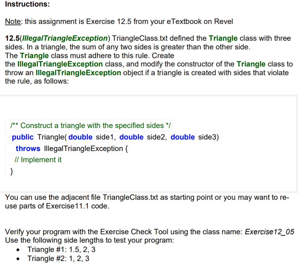 Solved (In JAVA) class Triangle extends | Chegg.com