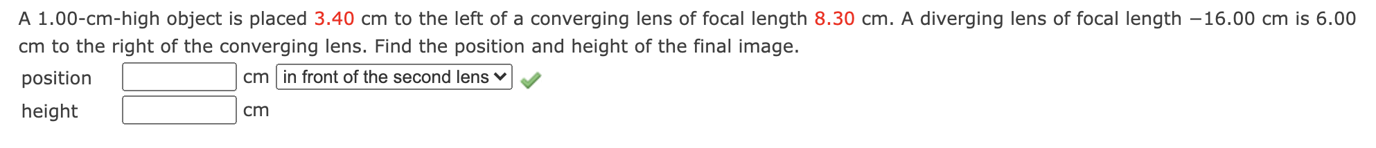 Solved A 1.00-cm-high object is placed 3.40 cm to the left | Chegg.com