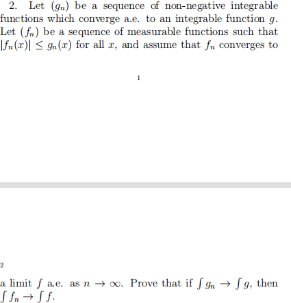 Solved 2. Let (gn) be a sequence of non-negative integrable | Chegg.com