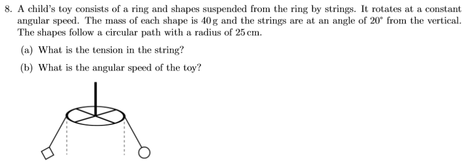 Solved 8. A child's toy consists of a ring and shapes | Chegg.com
