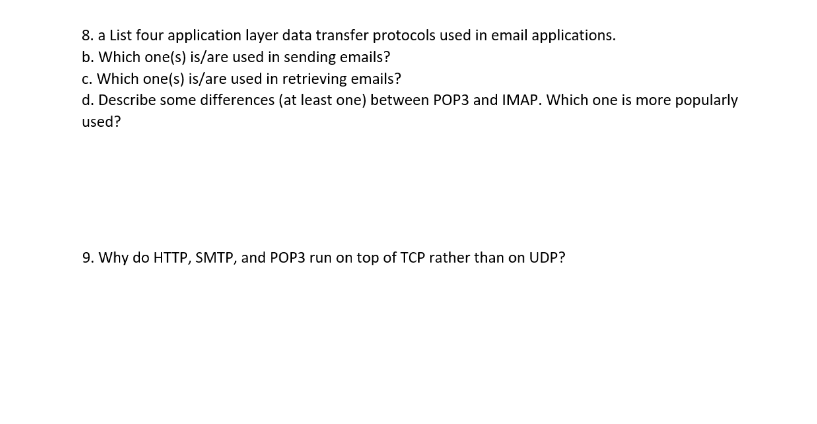 Solved 8. a List four application layer data transfer | Chegg.com