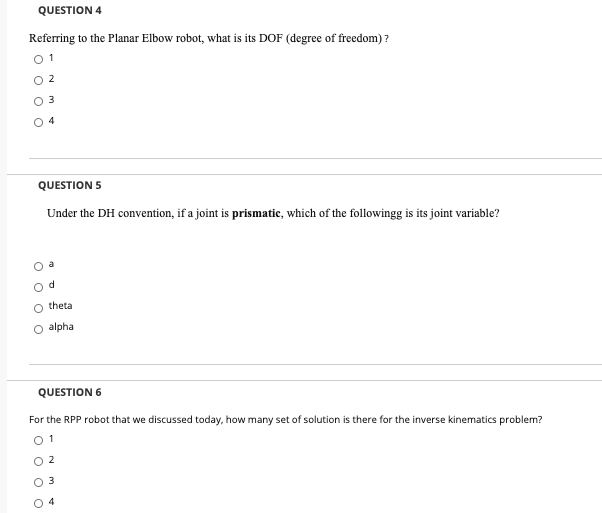 Solved QUESTION 4 Referring to the Planar Elbow robot, what | Chegg.com