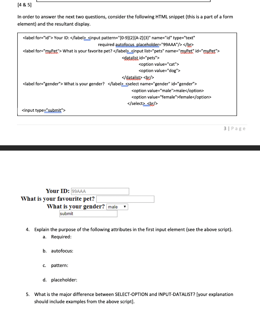 Solved [4 & 5) In order to answer the next two questions, | Chegg.com