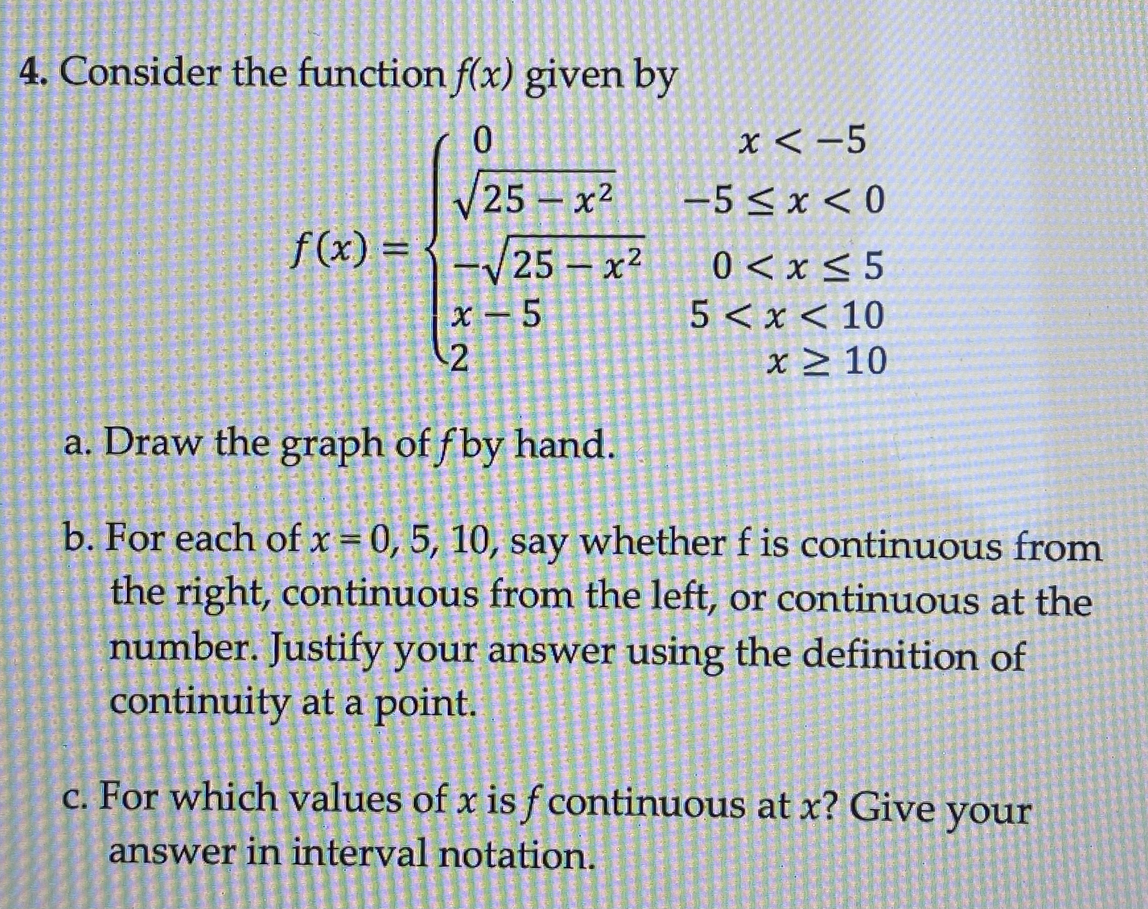 Solved 4. Consider the function f(x) given by | Chegg.com