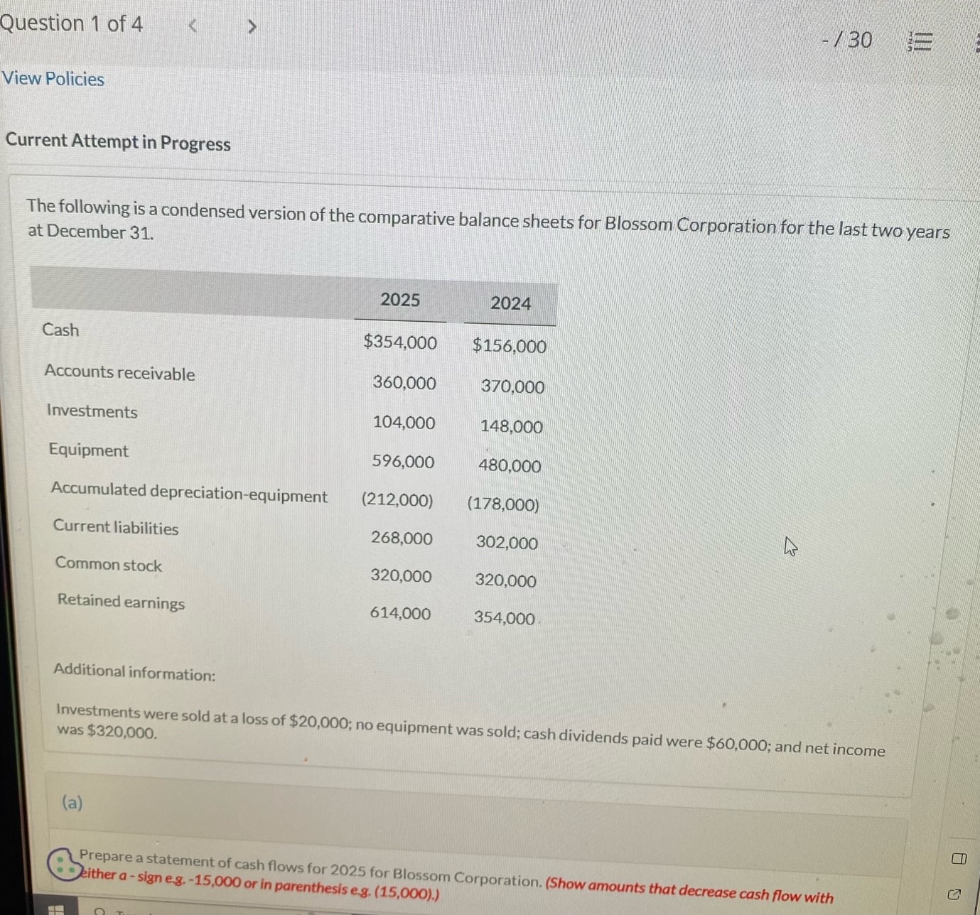Solved Current Attempt in Progress The following is a | Chegg.com