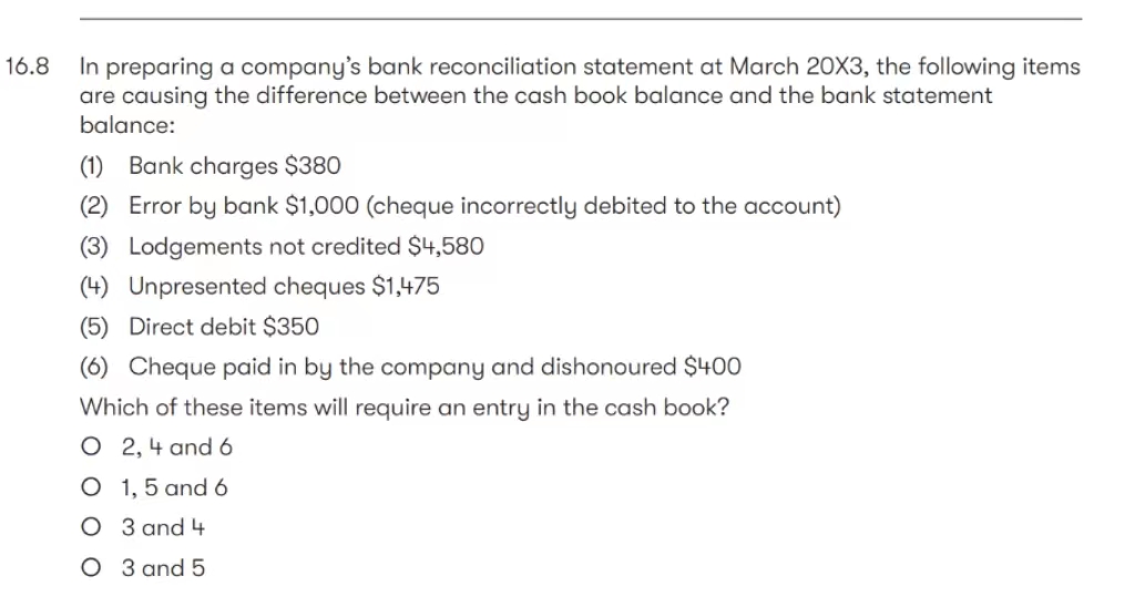Solved 6 The following bank reconciliation statement has | Chegg.com