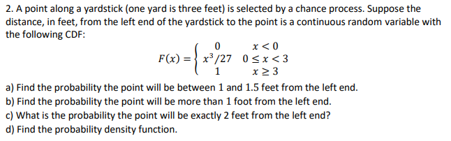 Solved 2. A point along a yardstick (one yard is three feet) | Chegg.com