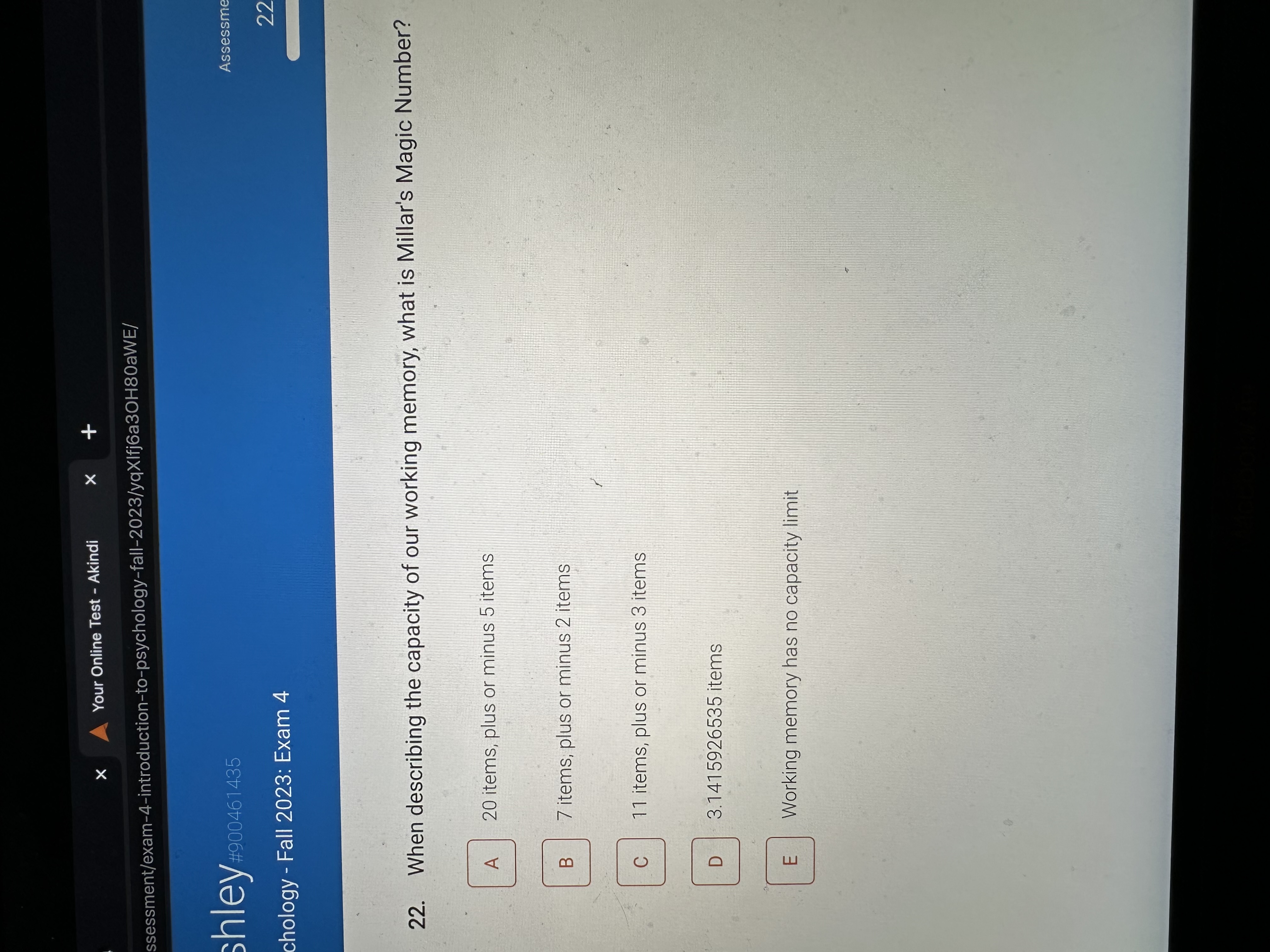 Solved When describing the capacity of our working memory, | Chegg.com