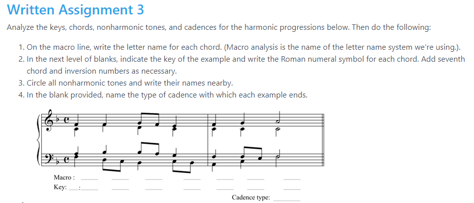 Written Assignment 3 Analyze the keys, chords, | Chegg.com