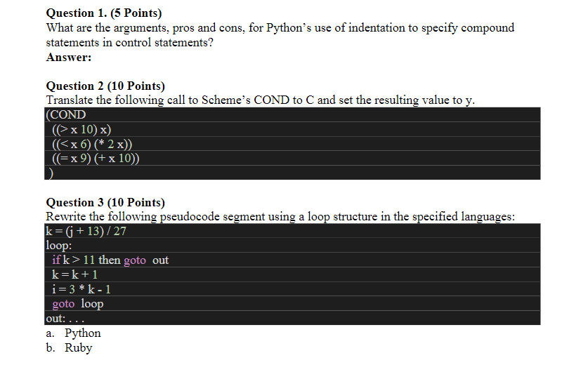 Solved Question 1. (5 Points) What are the arguments, pros | Chegg.com
