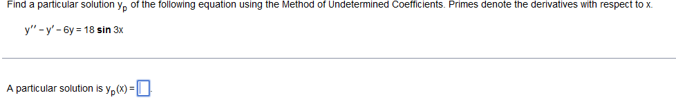 Solved Find a particular solution yp of the following | Chegg.com