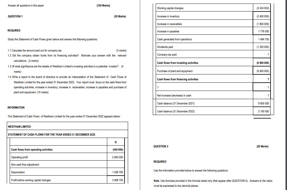 Solved Answer al questions in this paper[100 ﻿Marks]QUESTION | Chegg.com