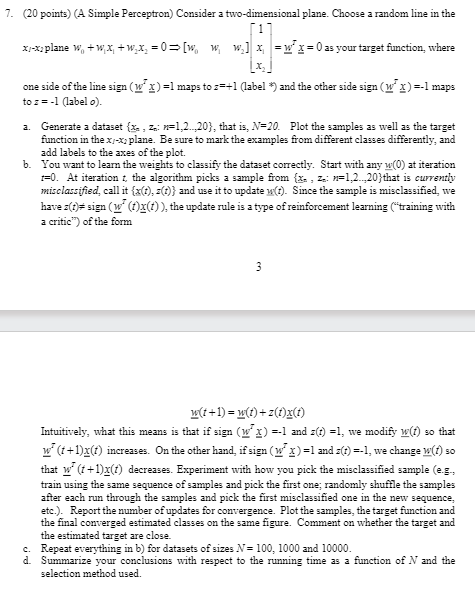 Solved (20 points) (A Simple Perceptron) Consider a | Chegg.com