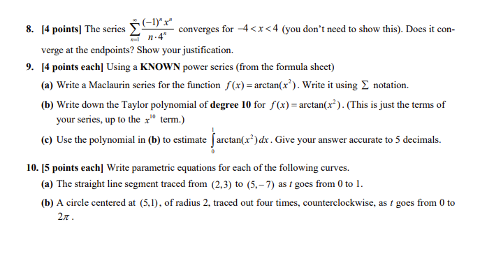 Solved 1. [4 points each] For each of the following series, | Chegg.com