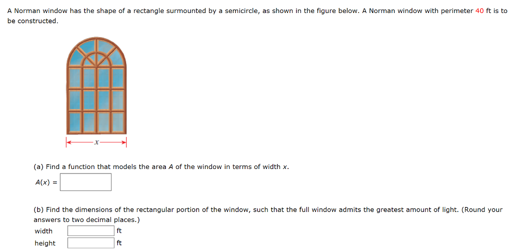 Solved A Norman window has the shape of a rectangle | Chegg.com