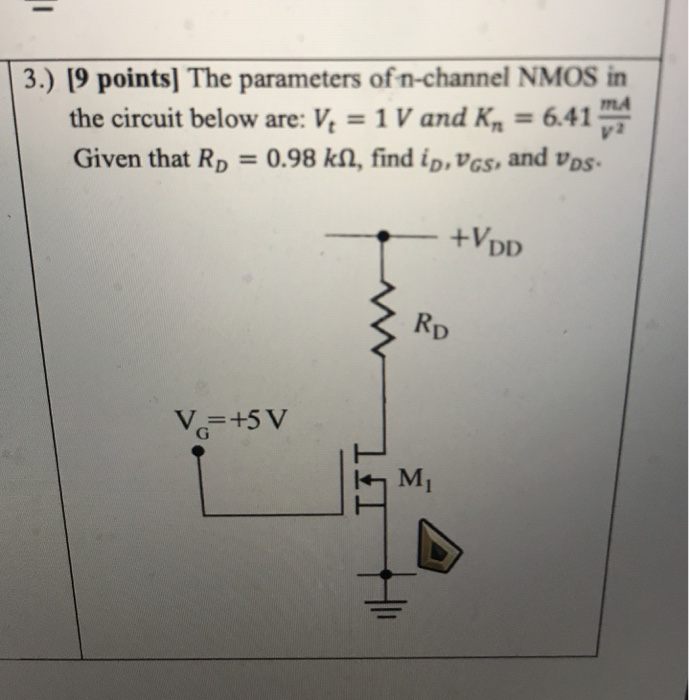 Solved 3.) [9 points] The parameters of n-channel NMOS in | Chegg.com