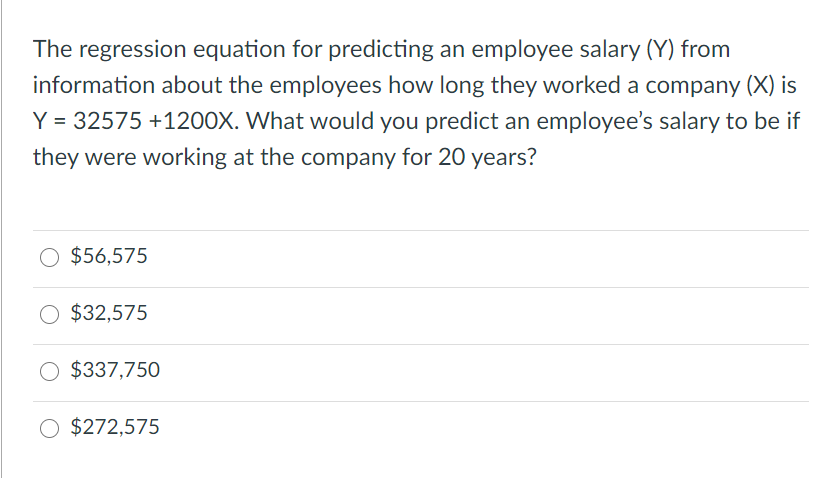 Solved The regression equation for predicting an employee | Chegg.com