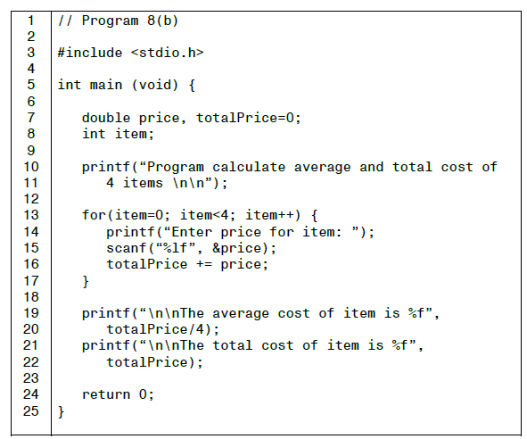Solved // Program 8(b) #include int main (void) { 1 2 3 4 5 | Chegg.com