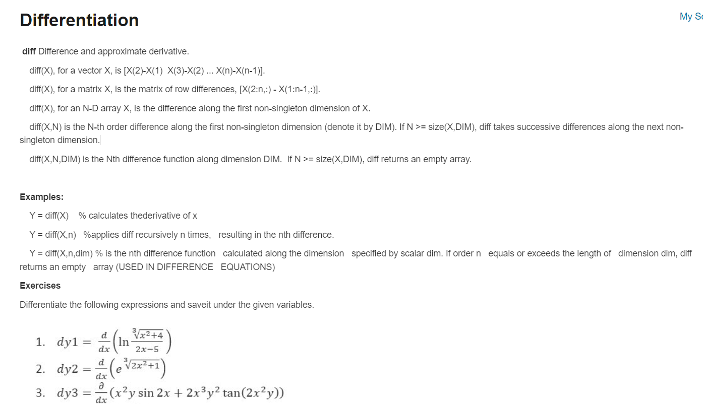 Solved Differentiation My Sc diff Difference and approximate | Chegg.com
