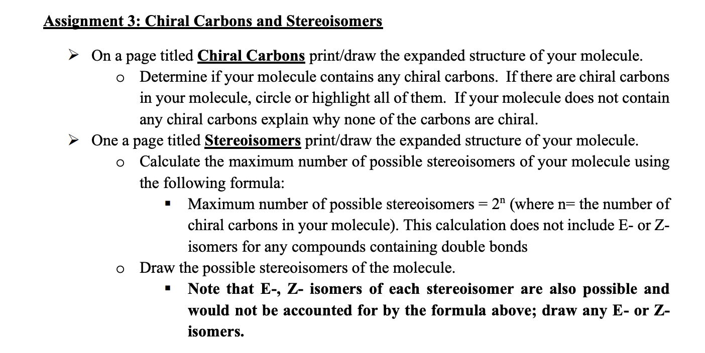 Solved Assignment 3: Chiral Carbons and Stereoisomers O > On | Chegg.com