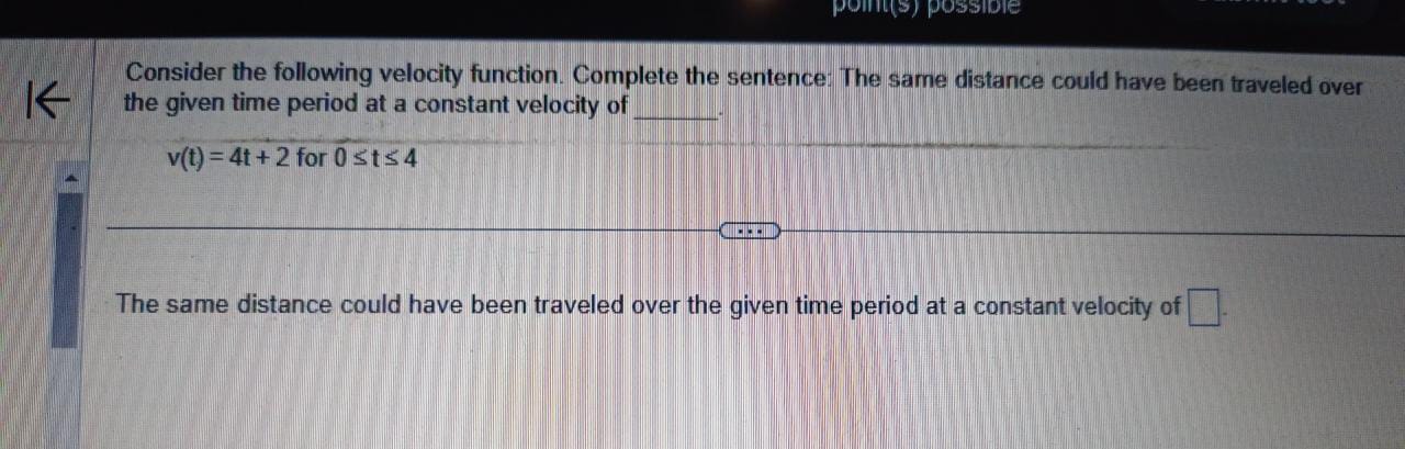 Solved Consider the following velocity function. Complete | Chegg.com