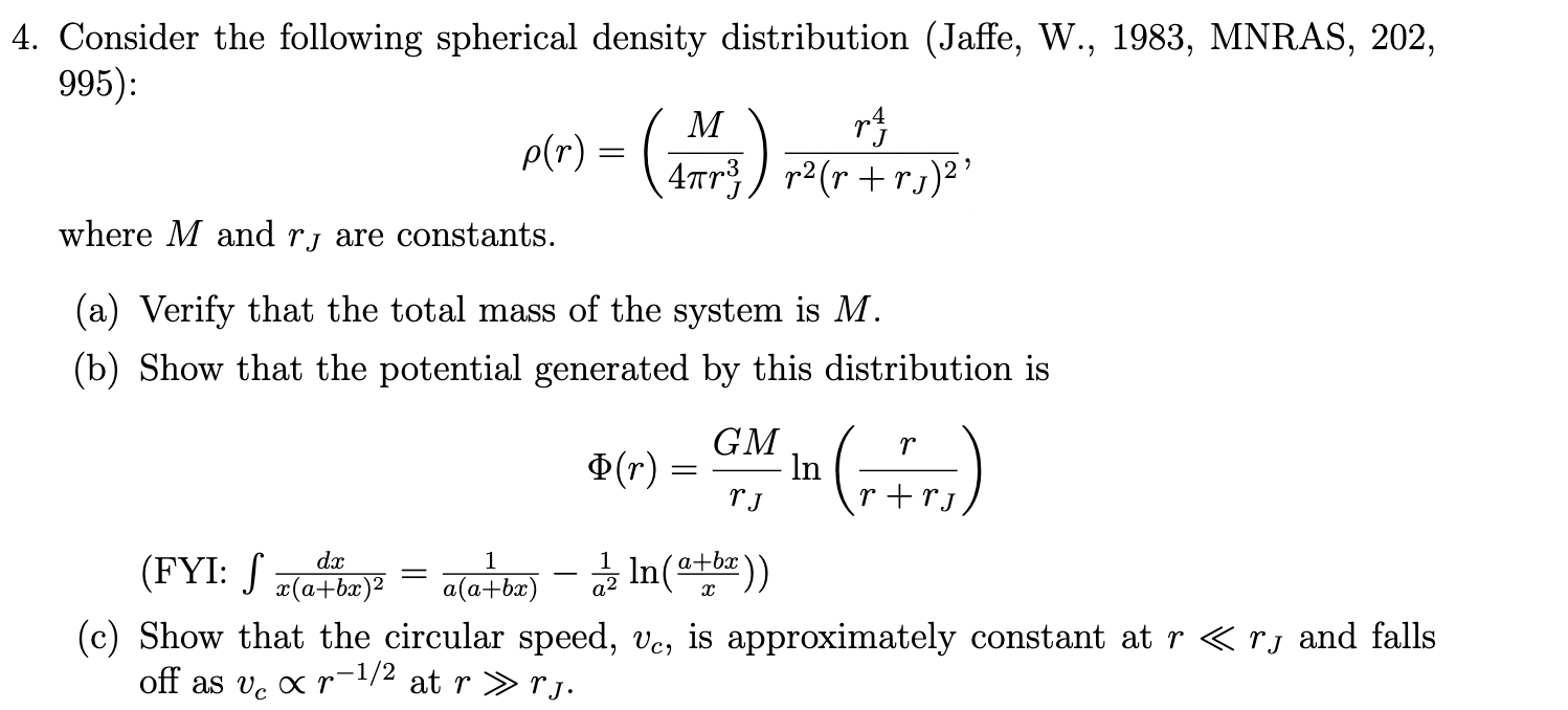 Solved Consider the following spherical density distribution | Chegg.com