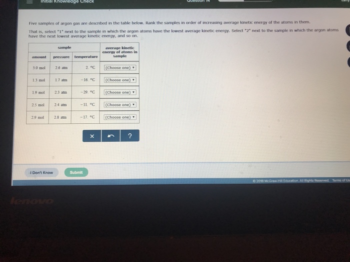 Solved Five samples of argon gas are described in the table | Chegg.com