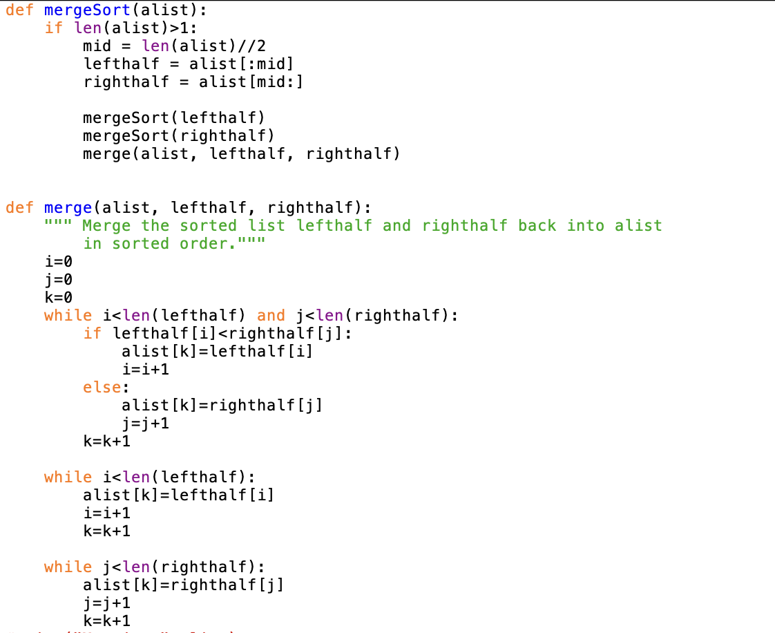 Solved Part B: Improved Merge sort The advanced sorts like | Chegg.com