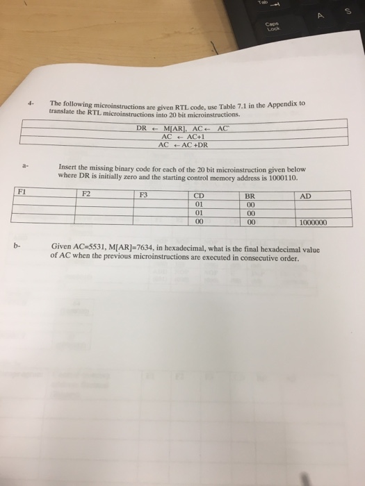 Solved 4- The following microinstructions are given RTL | Chegg.com