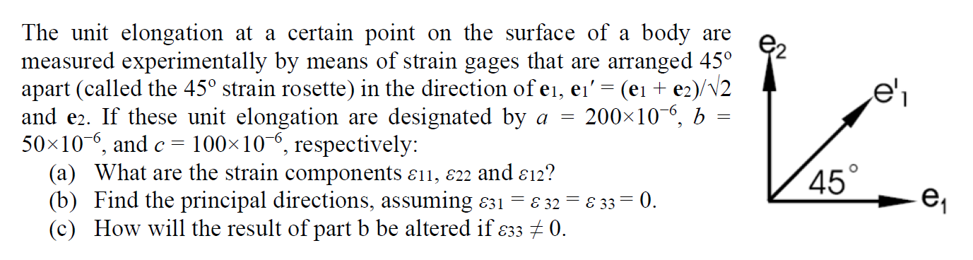 Solved The unit elongation at a certain point on the surface | Chegg.com
