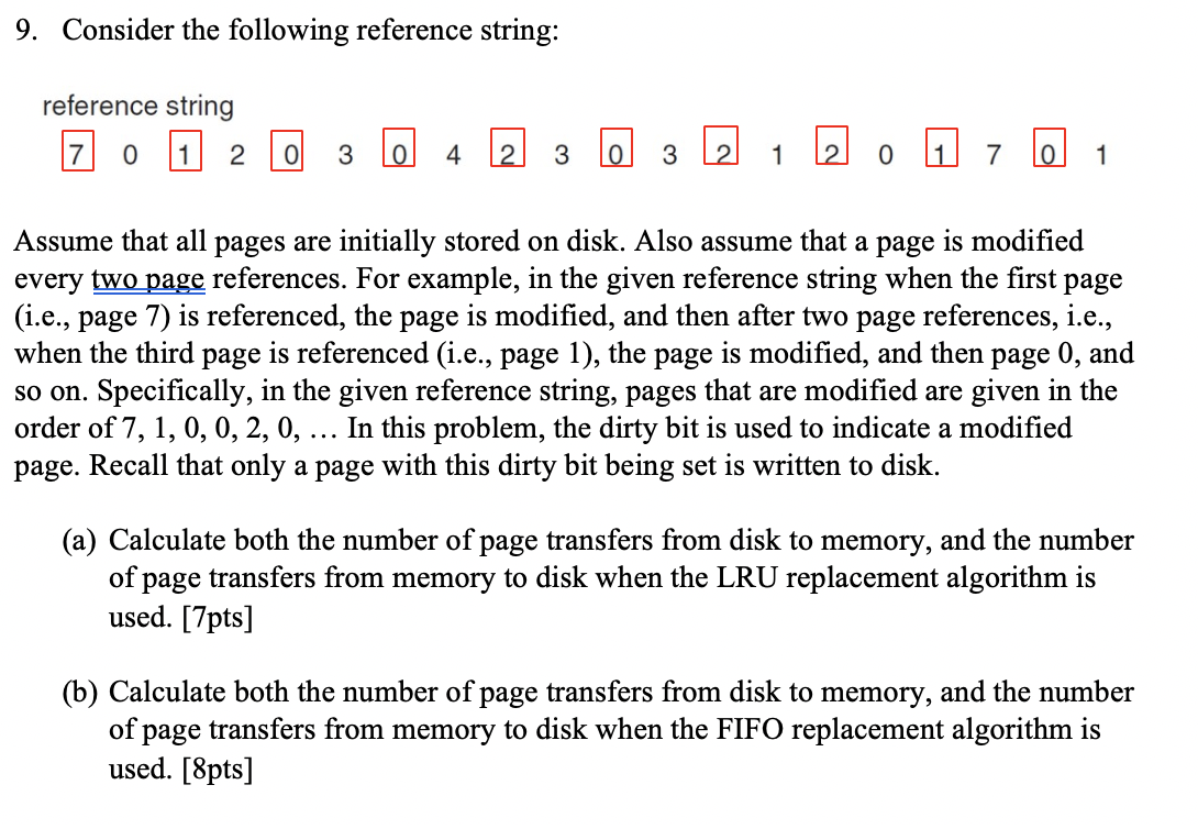 9 Consider The Following Reference String Reference 