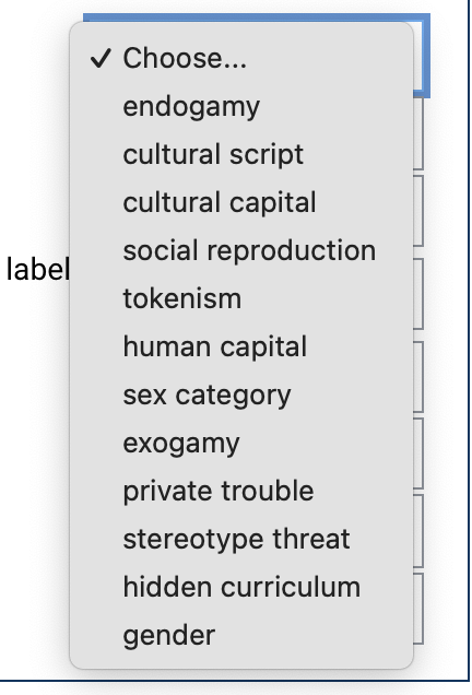 Solved In this section, please select one term for each of | Chegg.com
