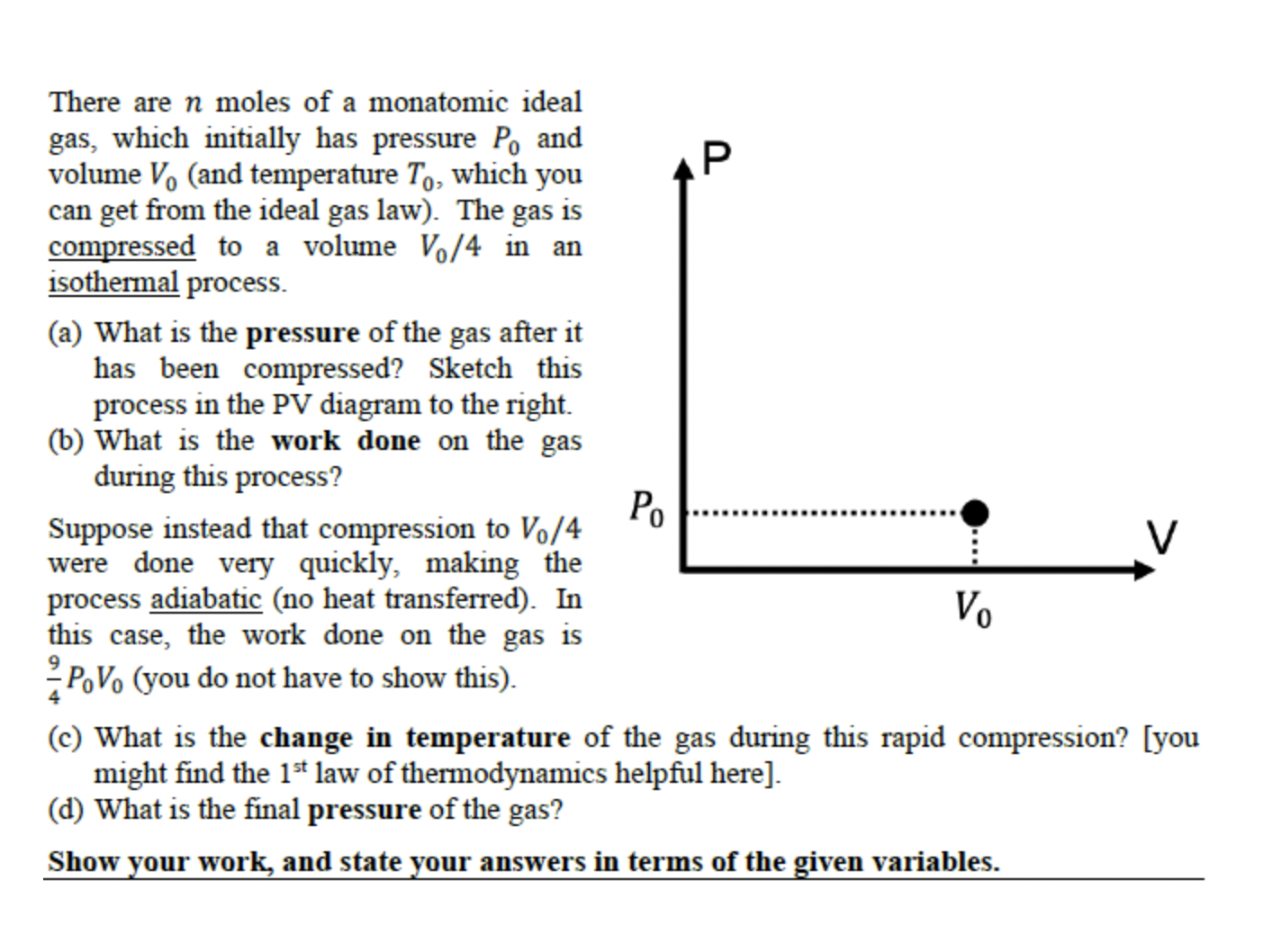 Solved There are n moles of a monatomic ideal gas, which | Chegg.com