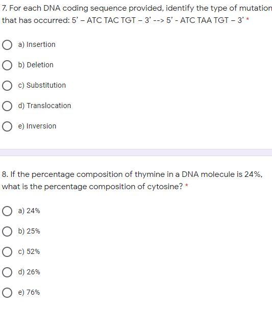 Solved 7 For Each Dna Coding Sequence Provided Identify 