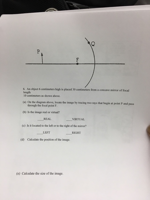 Solved An object 6 centimeters high is placed 30 centimeters | Chegg.com