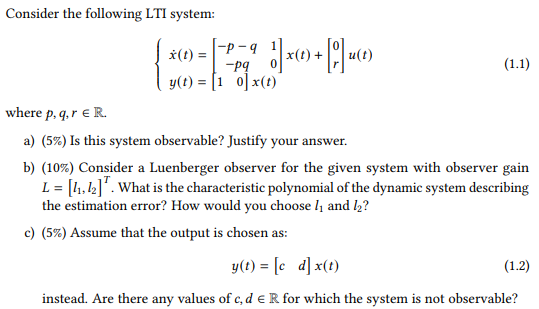 Solved Consider the following LTI system: | Chegg.com