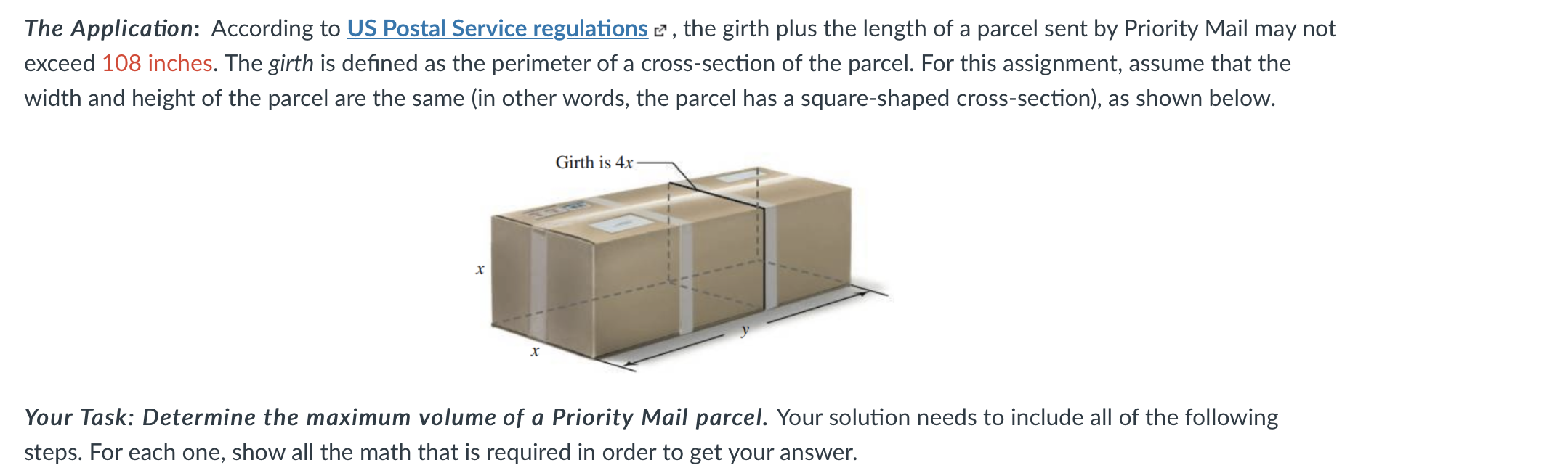 Solved The Application: According to US Postal Service | Chegg.com
