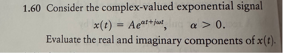 Solved 1.60 Consider the complex-valued exponential signal | Chegg.com
