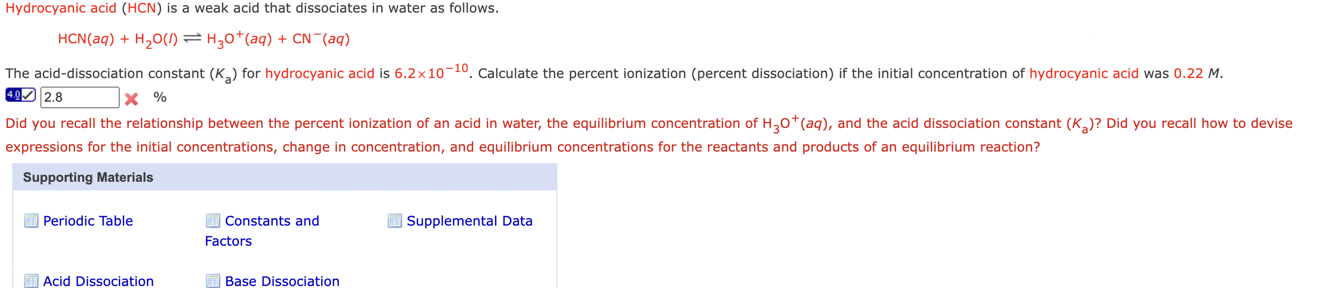 Solved Hydrocyanic acid (HCN) is a weak acid that | Chegg.com