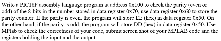 Solved Write A Pic18f Assembly Language Program At Address