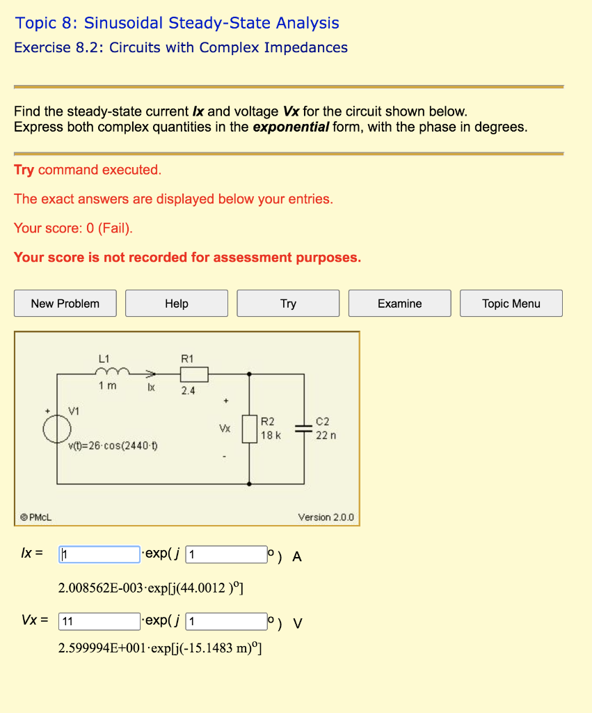 Solved Topic 8: Sinusoidal Steady-State Analysis Exercise | Chegg.com