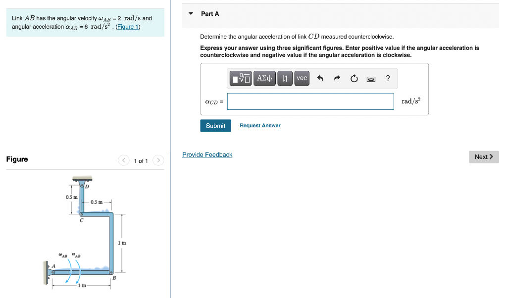 Solved Link AB has the angular velocity ωAB=2rad/s and | Chegg.com