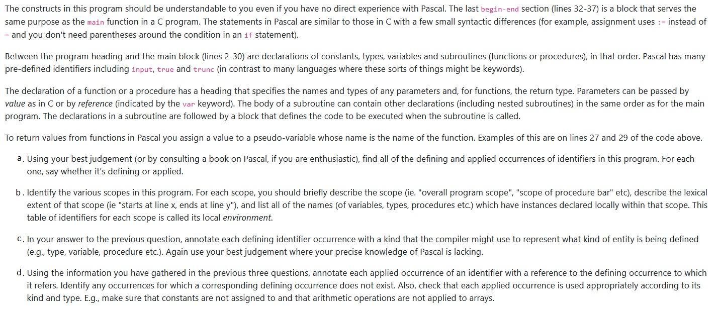 3. Consider the following Pascal program. (The line | Chegg.com