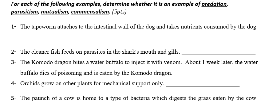 Solved For each of the following examples, determine whether | Chegg.com