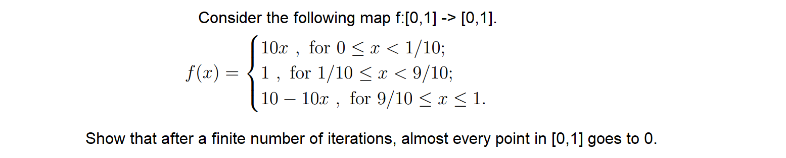 Solved Consider the following map f:[0,1]−>[0,1]. | Chegg.com