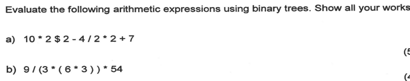 Evaluate the following arithmetic expressions using | Chegg.com
