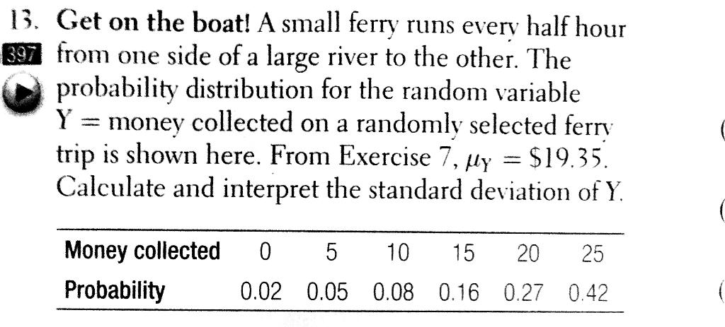 Solved 3. Get on the boat! A small ferry runs every half | Chegg.com