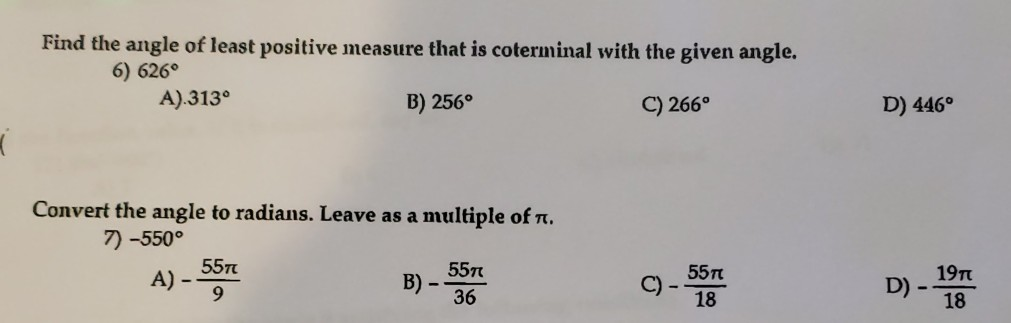 Solved Find the angle of least positive measure that is | Chegg.com